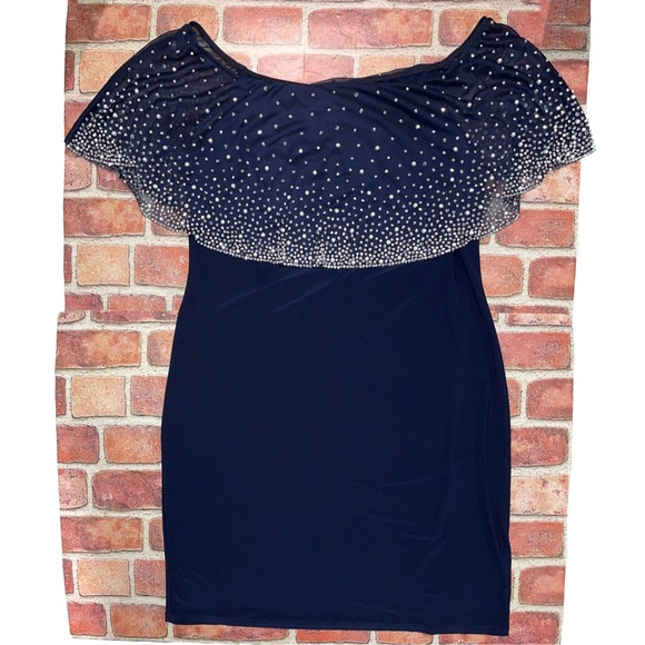 S. Levine | Dresses | New S Levine Formal Navy Blue Dress Beaded ...